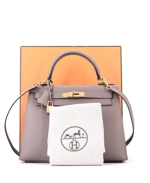 Hermès Kelly 28 Handbag Grey Epsom With Gold Hardware - Gris Asphalte