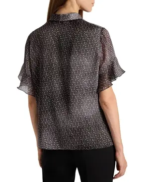 Santorelli Athena Blouse With Short Flutter-sleeves