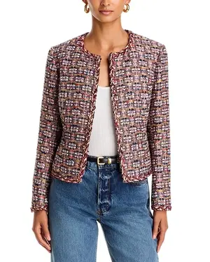 Aqua Shine Tweed Collarless Jacket Exclusive - Multi