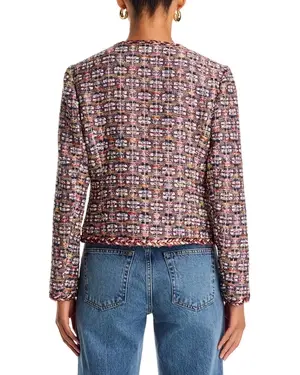 Aqua Shine Tweed Collarless Jacket Exclusive
