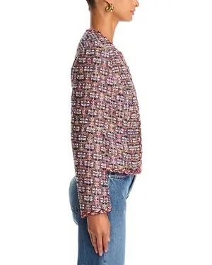Aqua Shine Tweed Collarless Jacket Exclusive