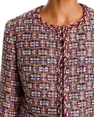 Aqua Shine Tweed Collarless Jacket Exclusive