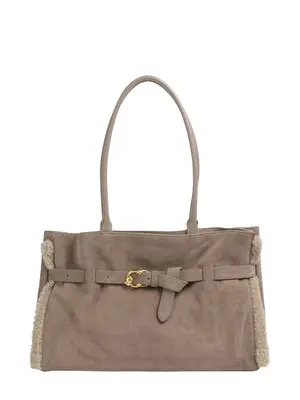 COCCINELLE Sabine Soft Suede Tote Bag - Beige