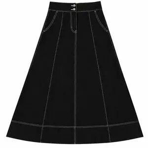 RAVE ON TREND Flared Denim Skirt - Black