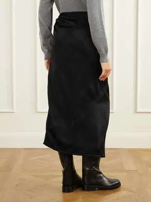 RÙADH The Alee Checked Frayed Asymmetric Satin Maxi Skirt