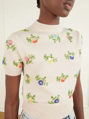 Rabanne Floral-embellished Merino Wool Sweater