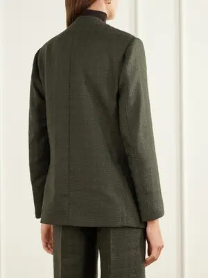 Giuliva Heritage The Lara Twill-trimmed Wool And Mohair-blend Bouclé Blazer - Green