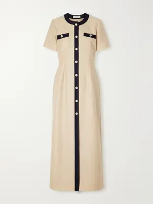 Giuliva Heritage Vera Wool And Mohair-blend Twill Maxi Dress - Neutrals