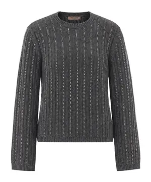 TWINSET Strass Ribbed Knitted Sweater - Grey