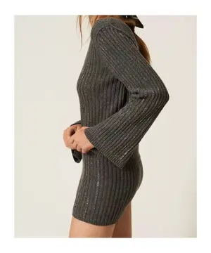 TWINSET Strass Ribbed Knitted Sweater