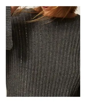 TWINSET Strass Ribbed Knitted Sweater
