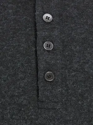 COOR Hairy Layered Henley Polo Shirt