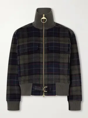 Barbour Ivybridge Checked Rib-trimmed Wool-blend Flannel Jacket - Green