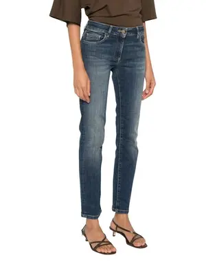 Elisabetta Franchi Faded-effect Embroidered Logo Jeans
