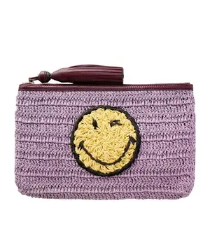 ANYA HINDMARCH Tasseled Leather-trimmed Raffia Clutch Bag - No