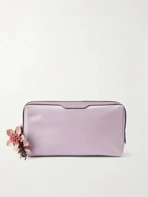 ANYA HINDMARCH Sakura Blossom Leather-trimmed Shell Cosmetics Case