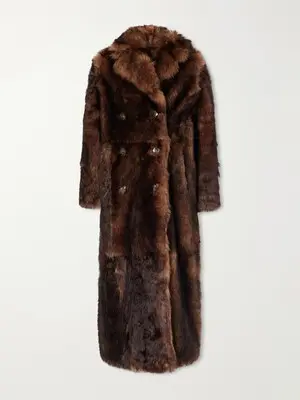 YVES SALOMON Paneled Shearling Coat - Brown