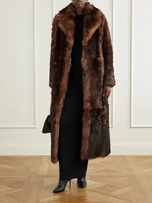 YVES SALOMON Paneled Double-breasted Shearling Coat