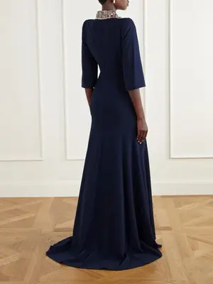 Jenny Packham Nyota Crystal-embellished Crepe Gown