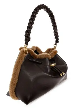 JIMMY CHOO Bon Bon Shearling Bucket Bag