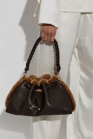 JIMMY CHOO Bon Bon Shearling Bucket Bag