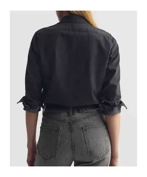 NILI LOTAN Denim Ruffle Shirt