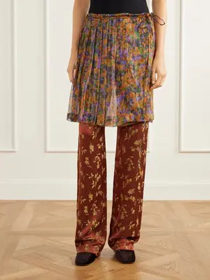 Dries Van Noten Floral Double-layered Pants
