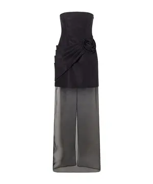 Carolina Herrera Organza-trimmed Silk-faille Gown - Black