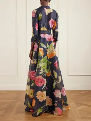 Carolina Herrera Poppy Print Long Dress