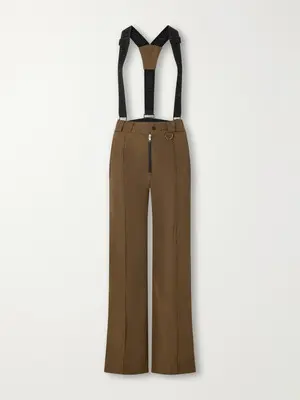 YVES SALOMON Suspender Pintucked Shell Flared Ski Pants - Green