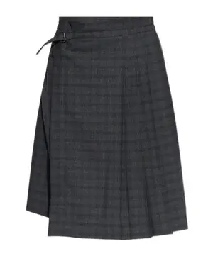 Dries Van Noten Plaid Wrap Pleated Midi Skirt - Grey