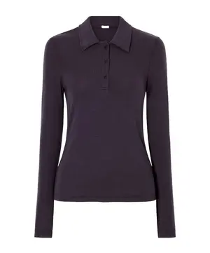 AGOLDE Stretch-lyocell Polo Shirt - Black