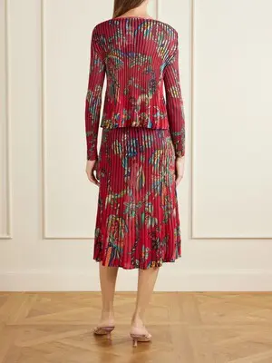 Etro Floral-print Open-knit Ribbed Blouse - No