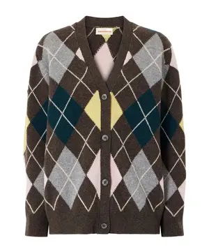 Daughter Ava Argyle Wool Cardigan - Black