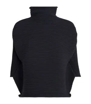 Issey Miyake Zigzag-knit High-neck Sweater - Black