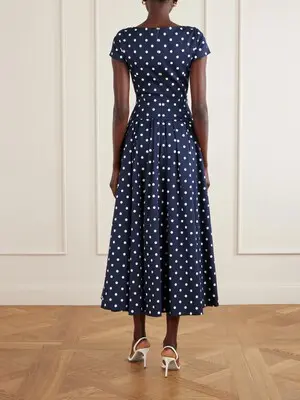 Carolina Herrera Polka-dot Scoop-neck Midi Dress