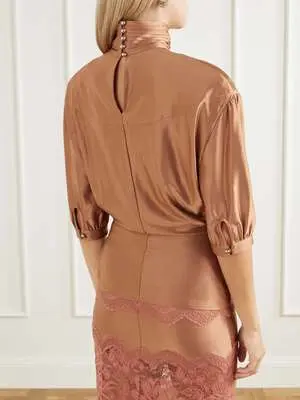 Rabanne Stretch-satin Turtleneck Blouse