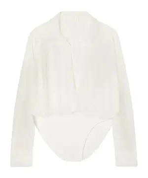 Norma Kamali Oversized Boyfriend Mesh Bodysuit