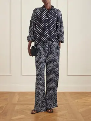 DONDE ESTEBAN Estrellitas Y Olas Printed Woven Straight-leg Pants