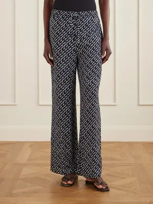 DONDE ESTEBAN Estrellitas Y Olas Printed Woven Straight-leg Pants