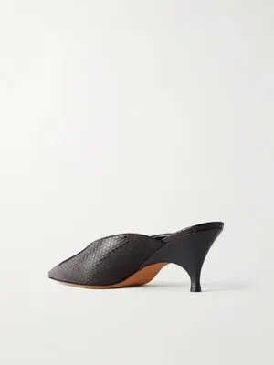 Le Monde Beryl Snake-effect Leather Mules