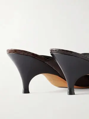 Le Monde Beryl Snake-effect Leather Mules