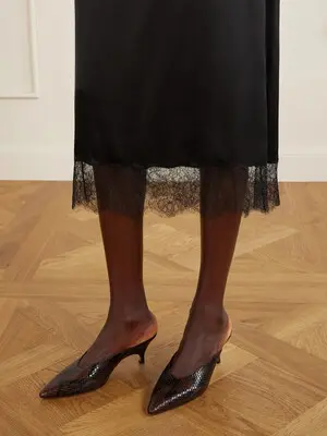 Le Monde Beryl Snake-effect Leather Mules