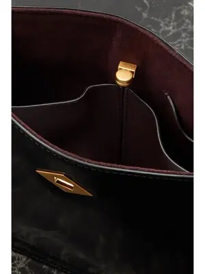 METIER Stowaway Glossed-leather Shoulder Bag