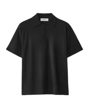 LISA YANG Short-sleeved Knit Polo Shirt - Black