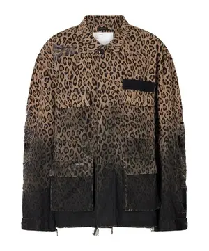 R13 Shredded Leopard-print Jacket - Black