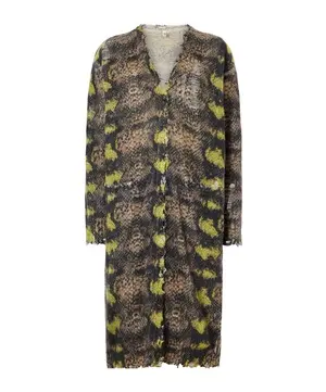 R13 Distressed Animal-print Cashmere Cardigan