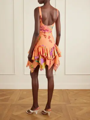 DONDE ESTEBAN Guava Flores Ruffled Printed Cotton-voile Mini Dress - Pink