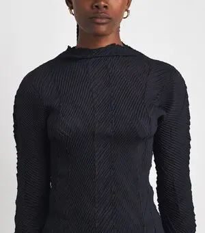 Issey Miyake Zigzag Pleats High-neck Top