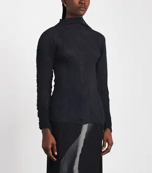 Issey Miyake Zigzag Pleats High-neck Top
